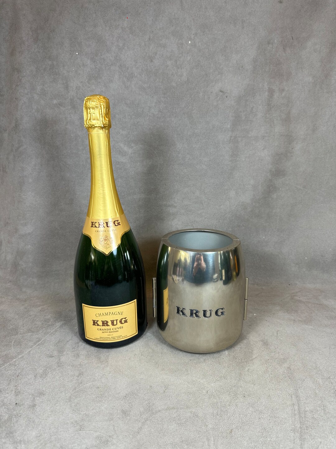 RARE Krug Vintage Brass Made in France Half Bottle Refresher Champagne ...