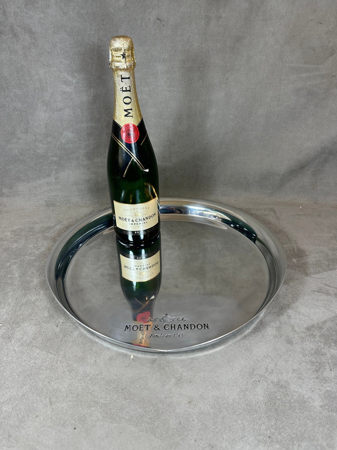 VERY RARE Moet and Chandon Round Vintage Champagne Steel Tray Made in ...