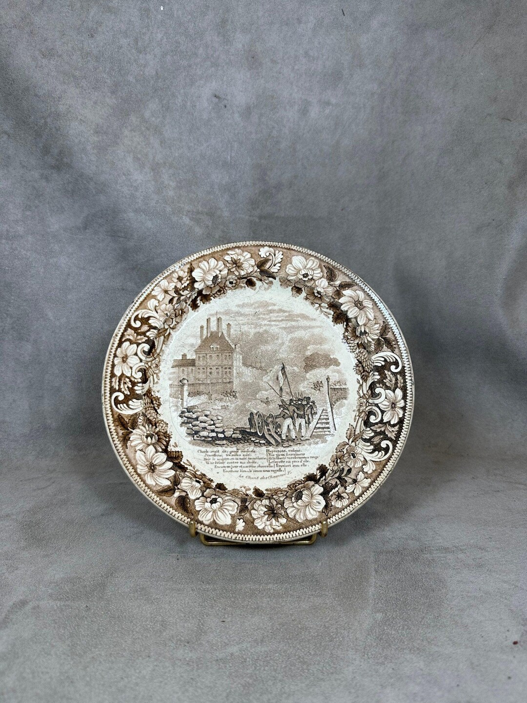 VERY RARE French Talking Plate Montereau Earthenware Brown Plate Le ...