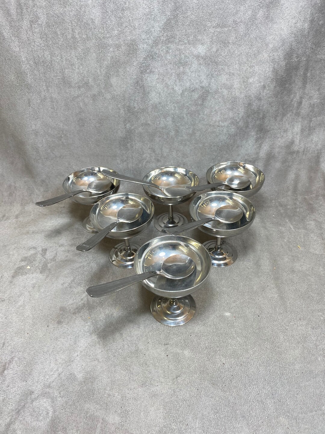 Set of 6 Letang Remy Ice Cream and 6 Ice Spoon Bowls in 18/10 Stainless ...