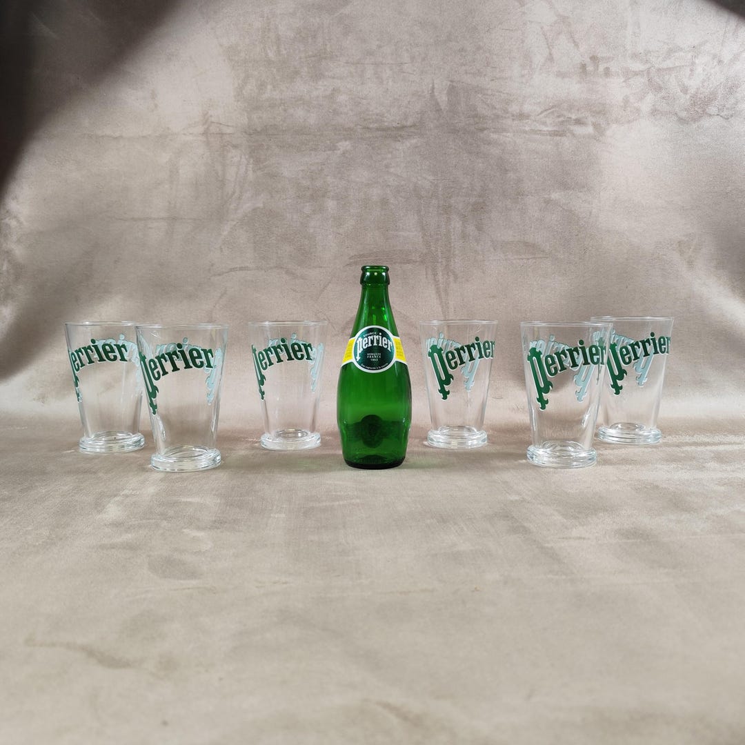 Set of 6 Glasses Perrier Sparkling Water Made in France Vintage 1980 - Etsy