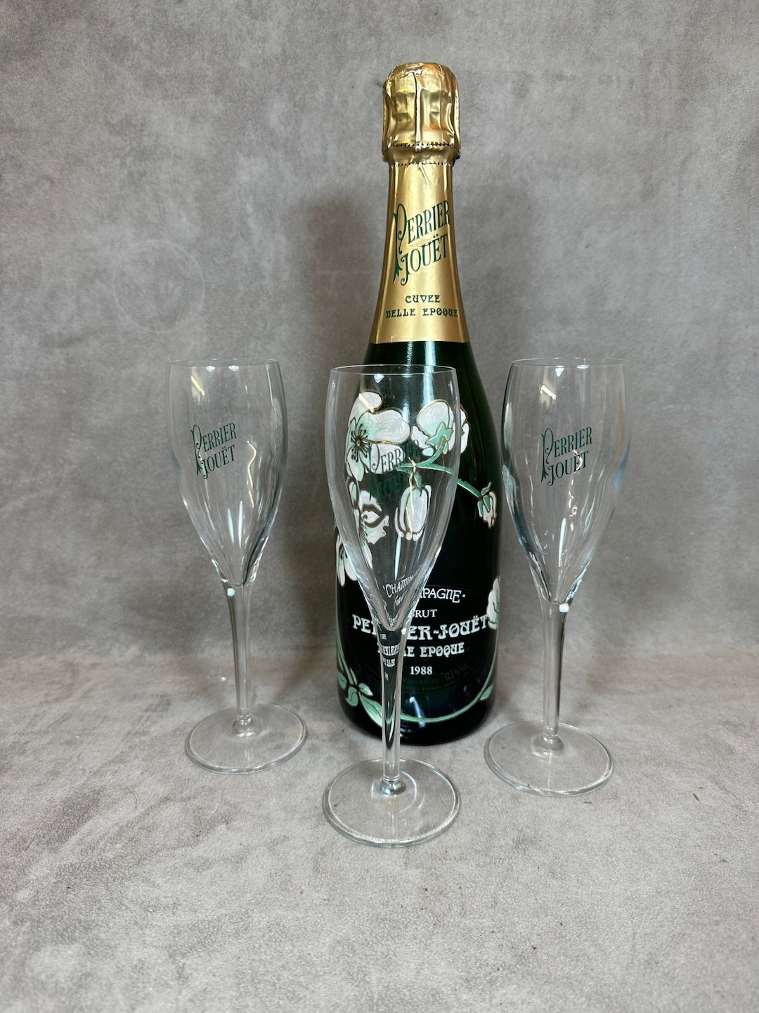 Set of 3 Perrier-jouët Crystal Champagne Flutes 1990s - Etsy