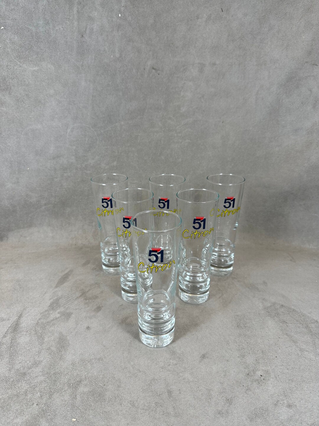 Set of 6 Pastis Glasses Pastis 51 Citron Vintage Retro Glass Made in ...