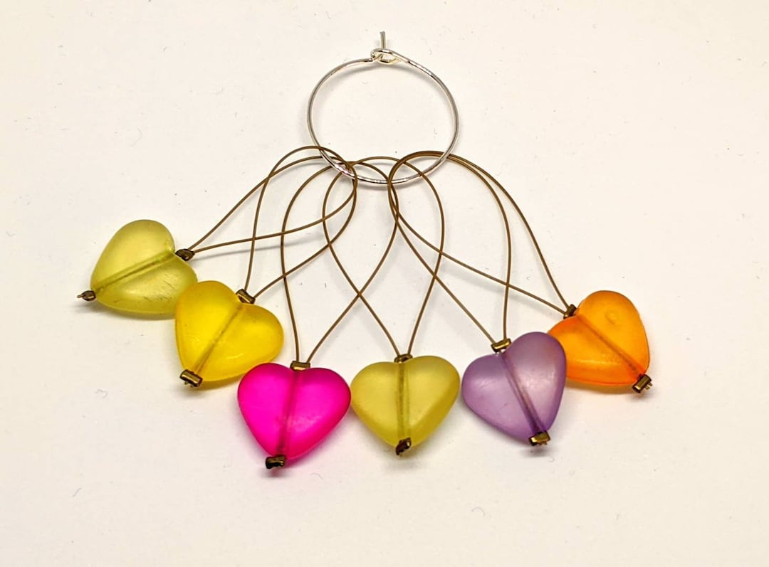 Rainbow Hearts Stitch Markers - Etsy UK