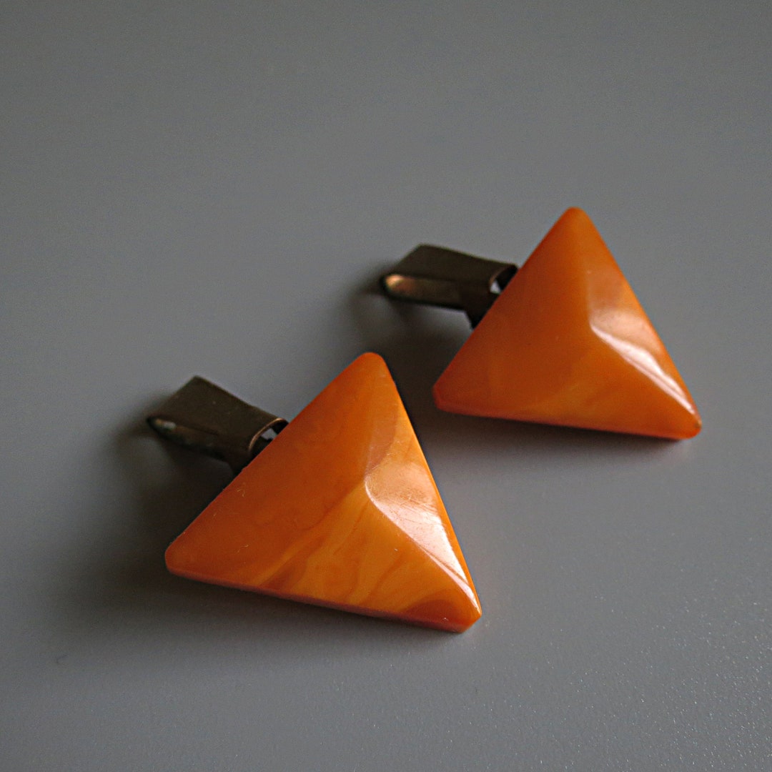 Vintage Genuine Amber Clip-on Earrings. Baltic Amber Earrings. Antique ...