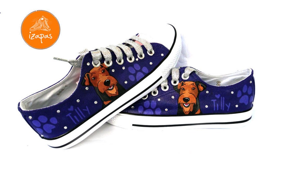 Airedale Painted Sneakers Personalized Dog Canvas Shoes - Etsy