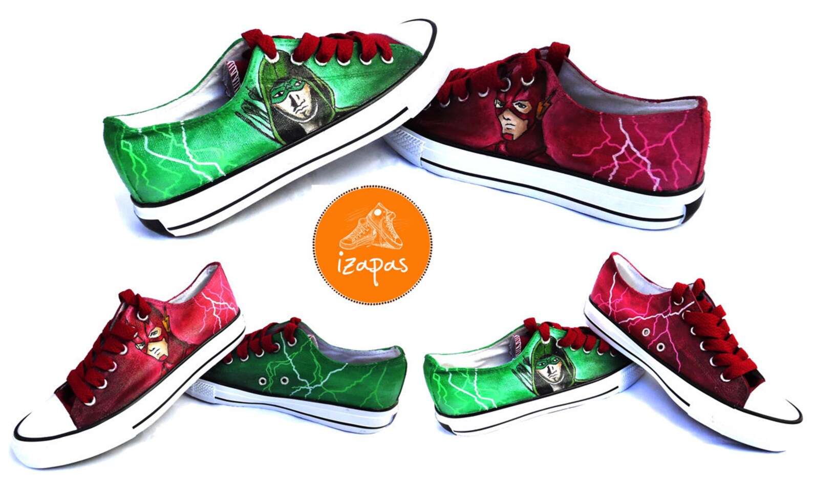 Flash and Arrow Painted Personalized Sneakers Superhero | Etsy
