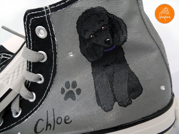 Poodle Painted Sneakers personalized dog canvas shoes custom | Etsy