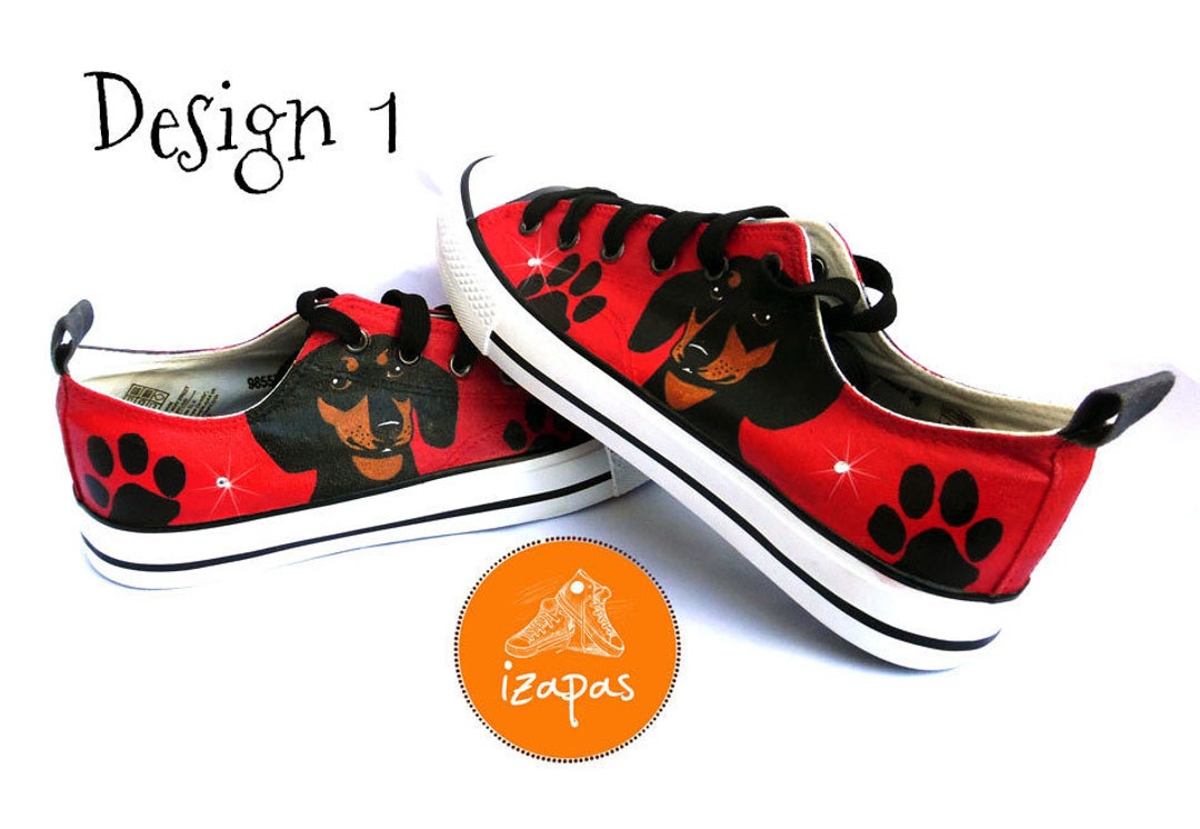 Dachshund Painted Sneakers Personalized Dog Canvas Shoes - Etsy