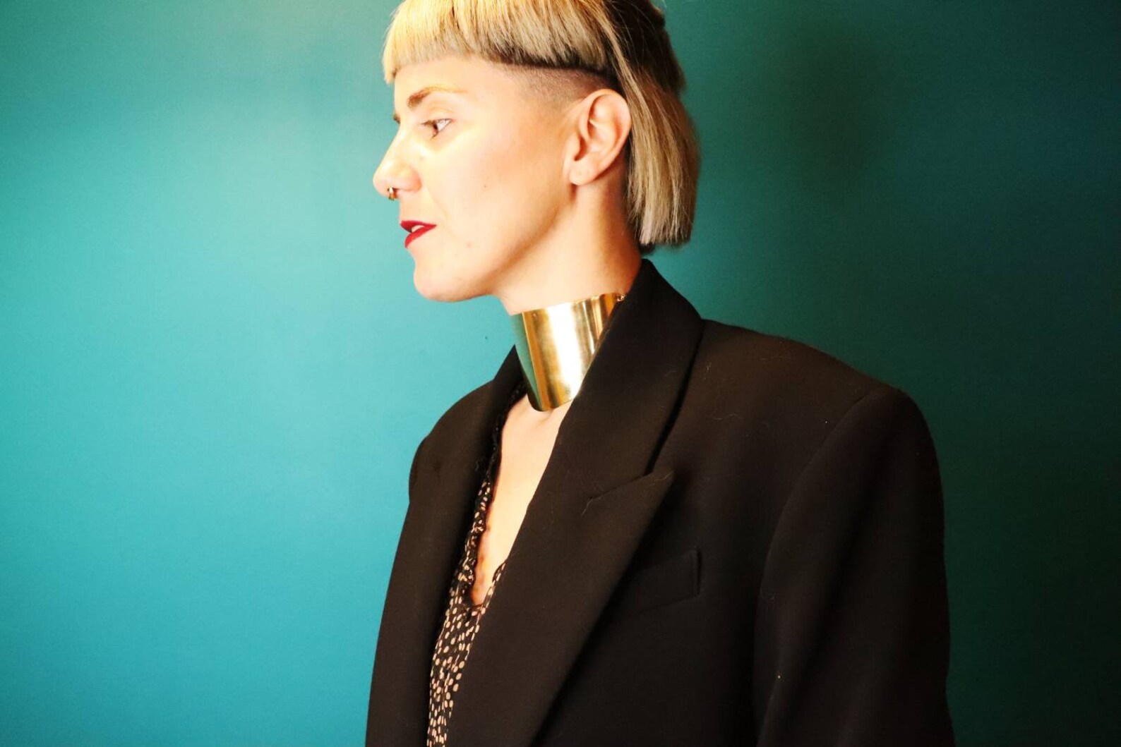 Armor Choker Cuff Necklace Metallic Gold Bold Collarhalf - Etsy
