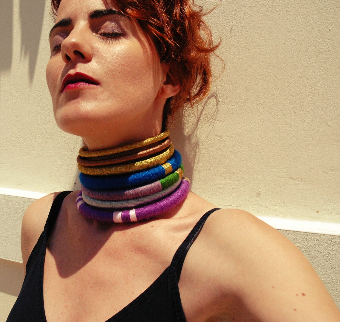 African Coil Chokers Royal Blue Handmade Jewelry Sparkling - Etsy