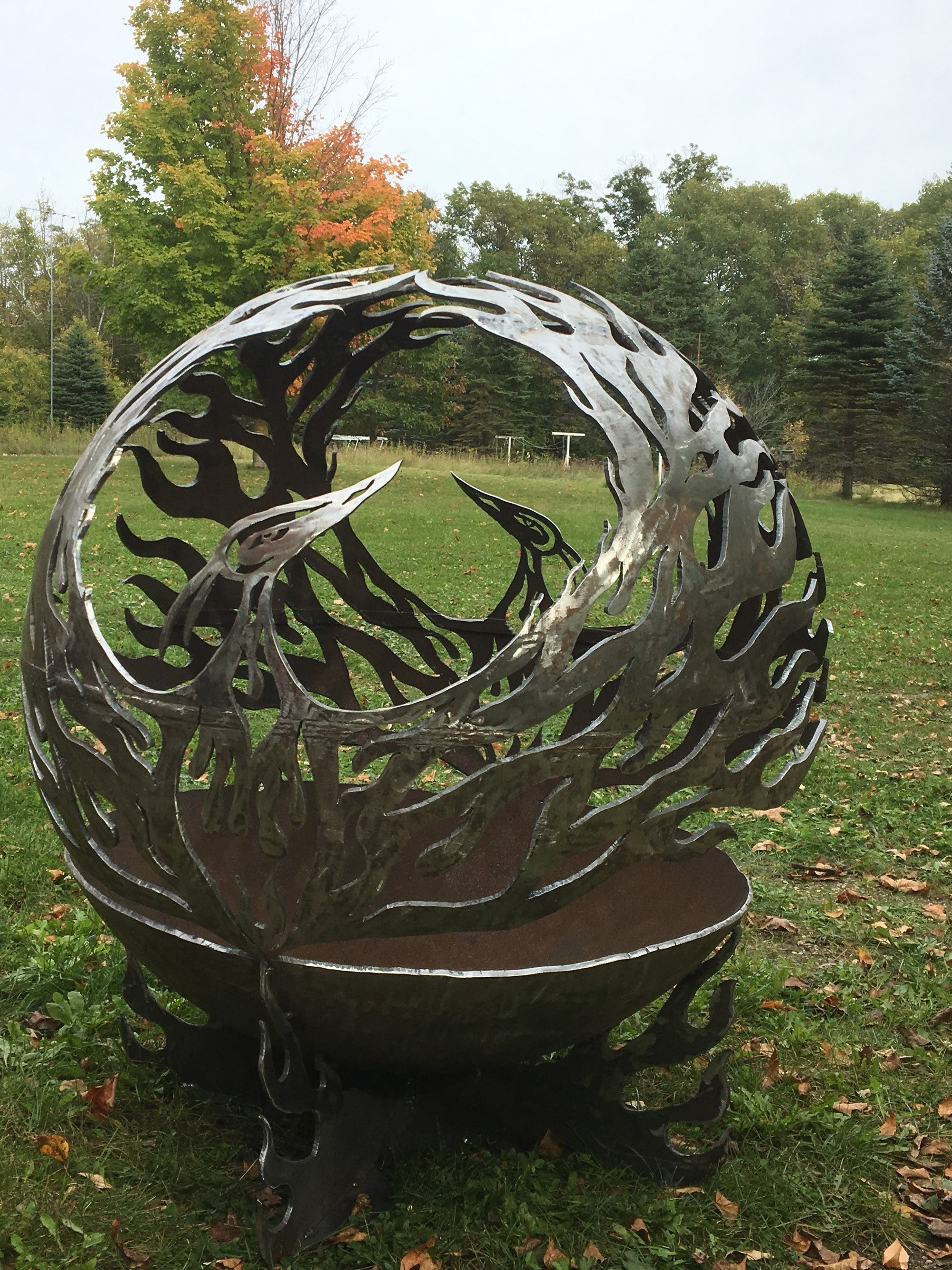 PHOENIX FIREBIRD FIREBALL Fire Pit Individually Handcrafted Corten ...