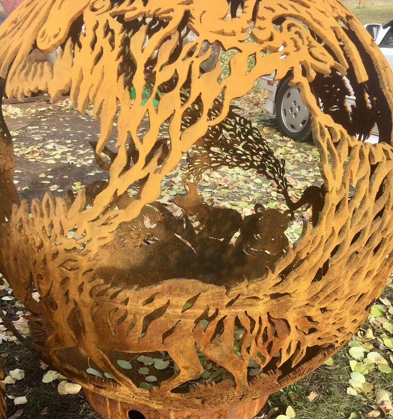 Circle of Life Animal Tree of Life Fire Ball Fire Pit Sphere - Etsy