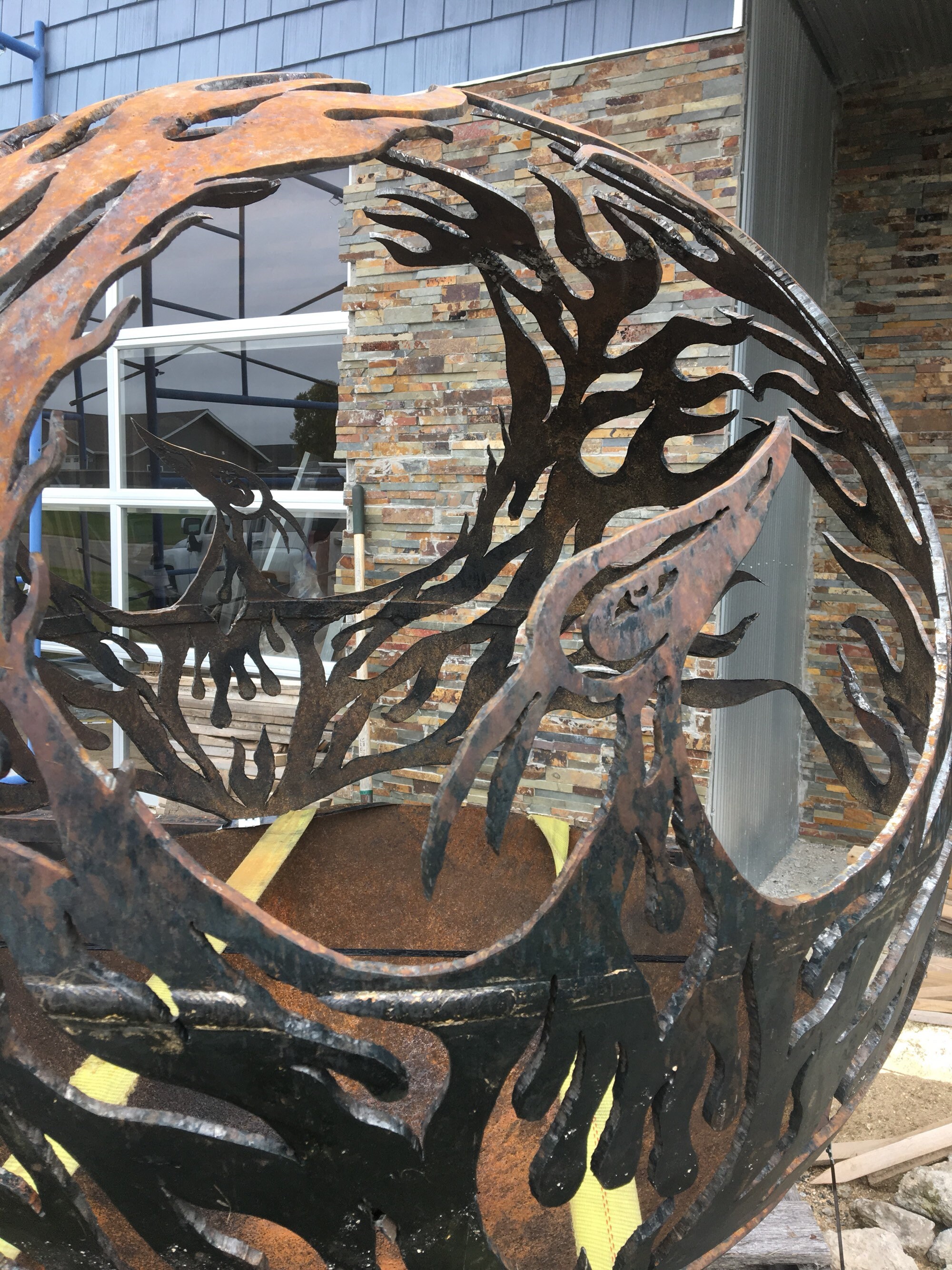 PHOENIX FIREBIRD FIREBALL Fire Pit Individually Handcrafted Corten ...