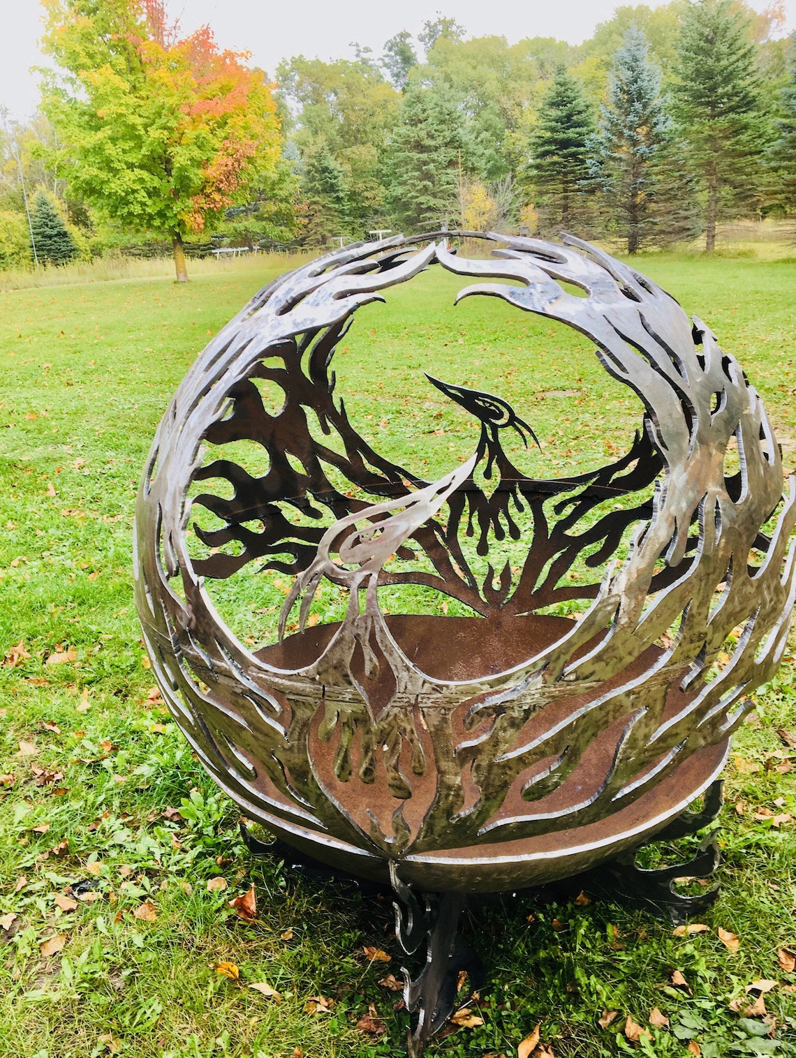 PHOENIX FIREBIRD FIREBALL Fire Pit Individually Handcrafted Corten ...