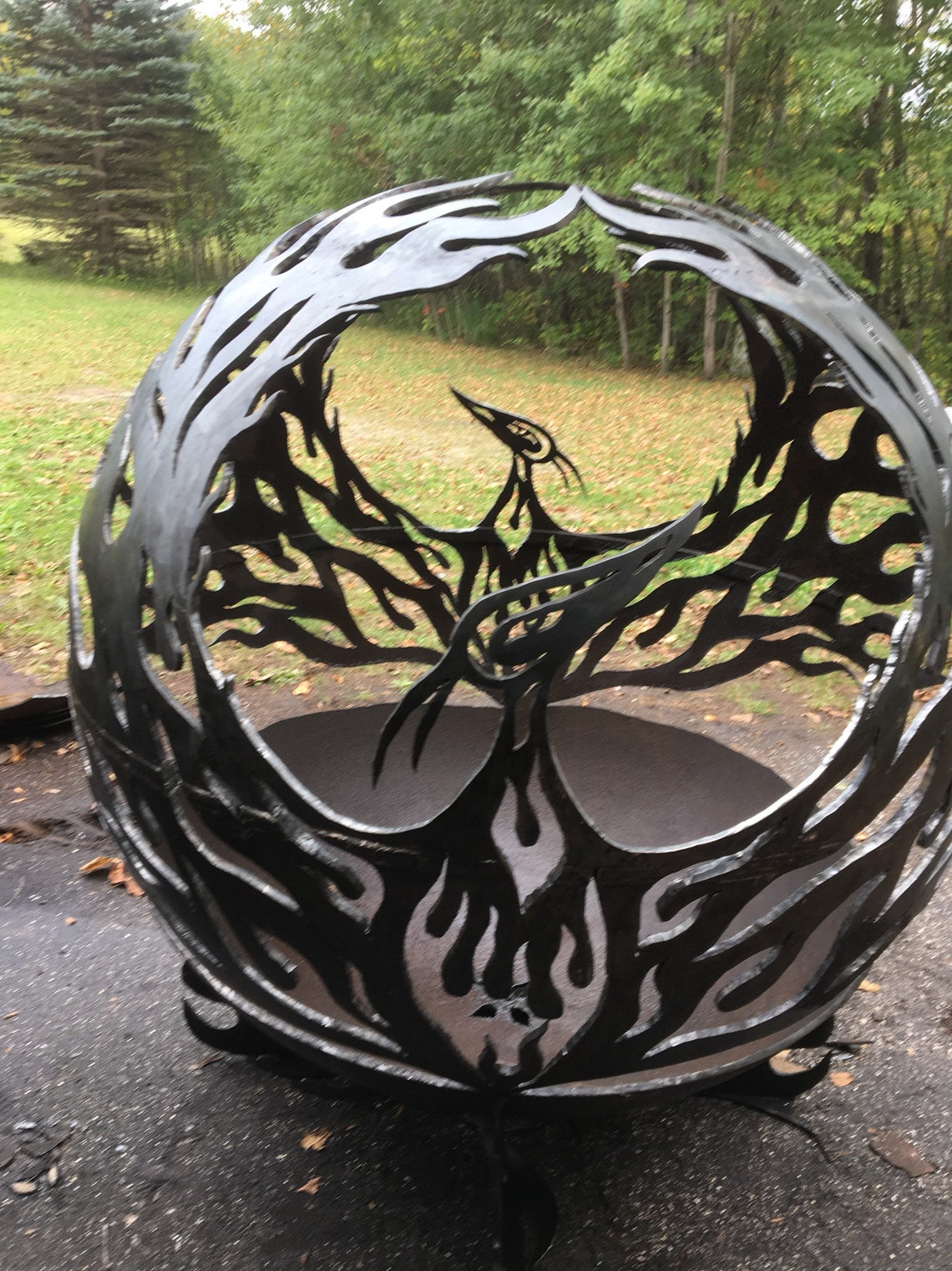 PHOENIX FIREBIRD FIREBALL Fire Pit Individually Handcrafted Corten ...