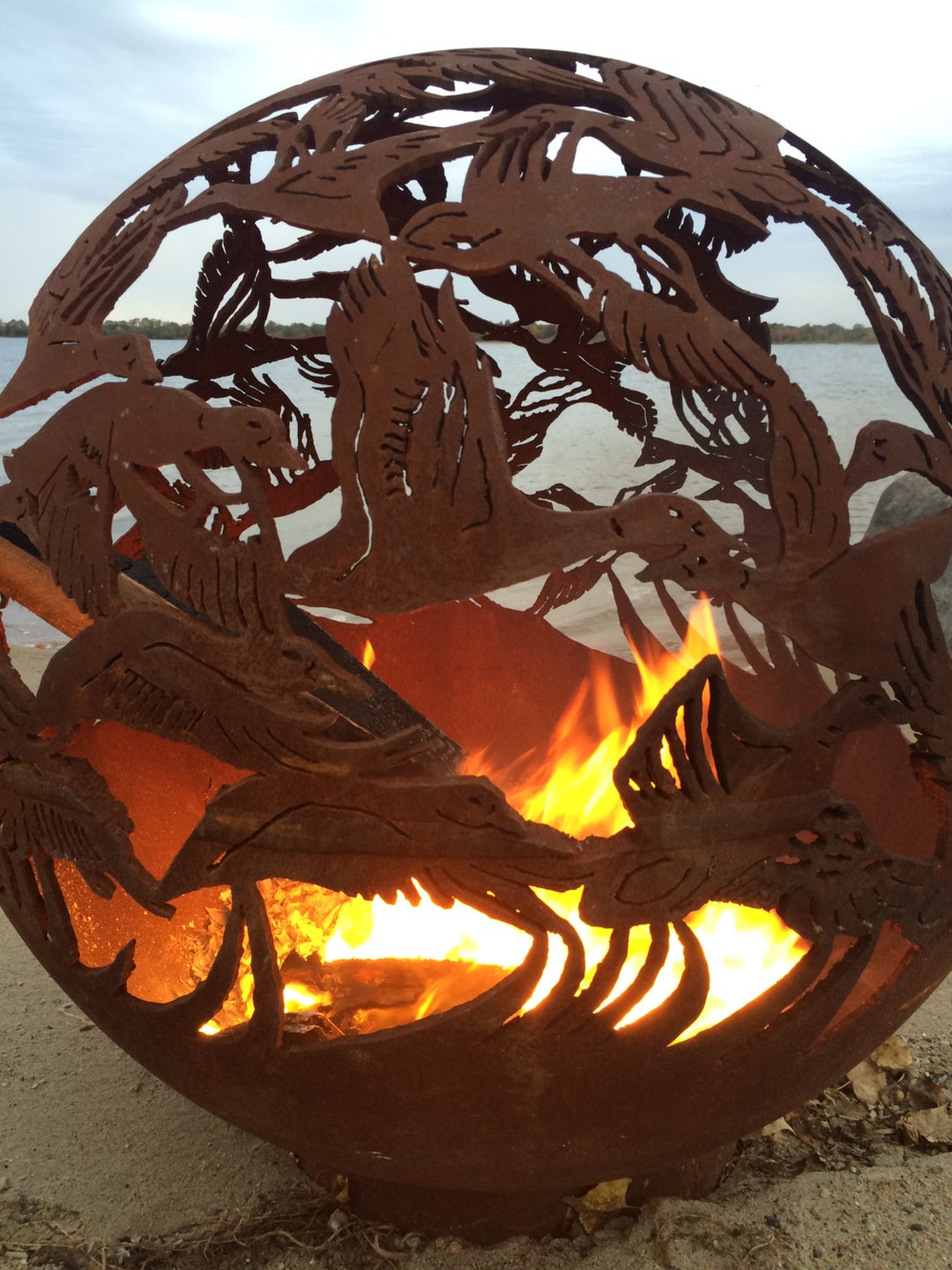 DUCKS FIREBALL Fire Pit - Individually Handcrafted Steel Sphere Fire ...