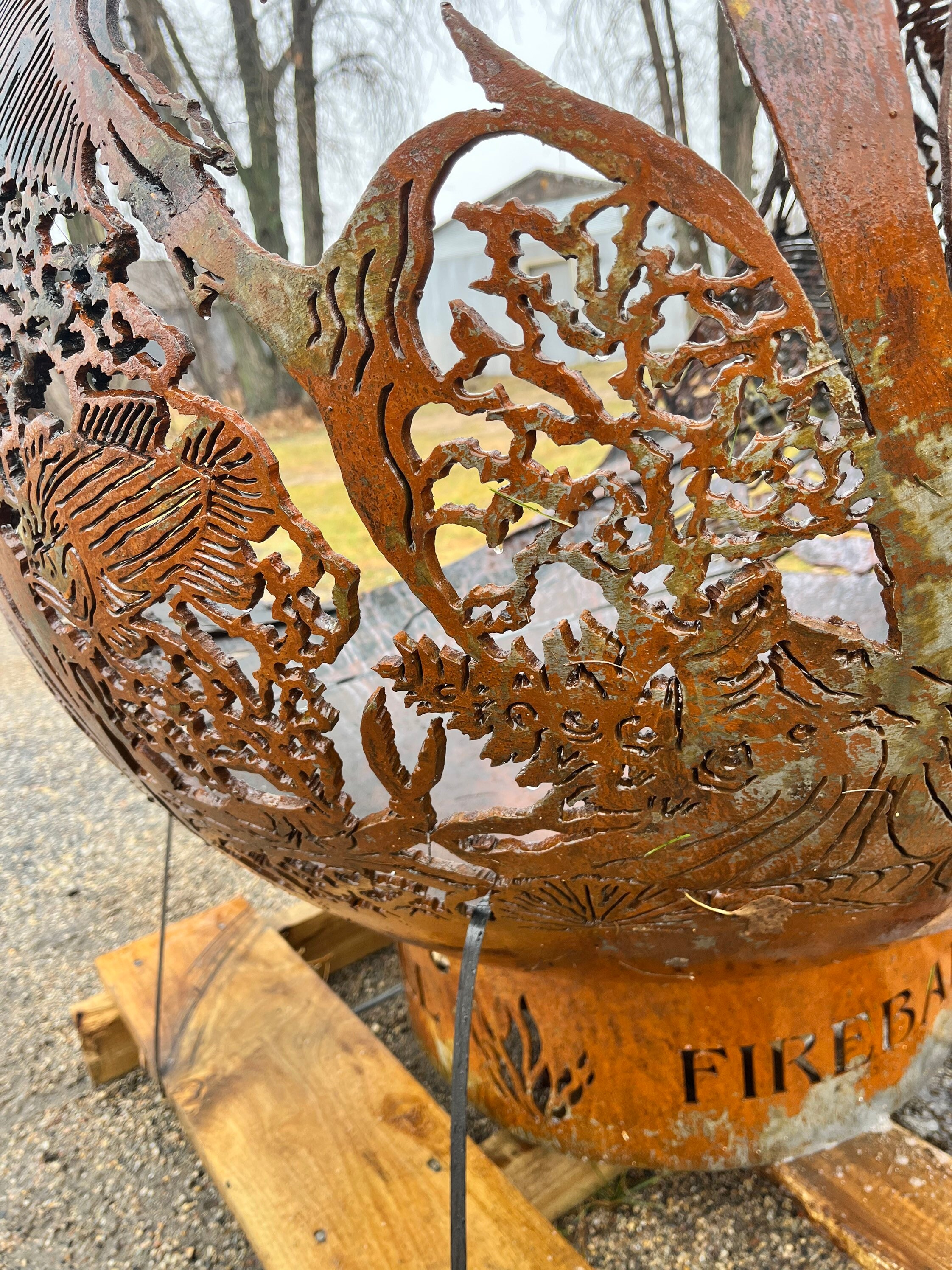 SEA LIFE Fireball Fire Pit One of a Kind Handcrafted Steel Sphere Fire ...