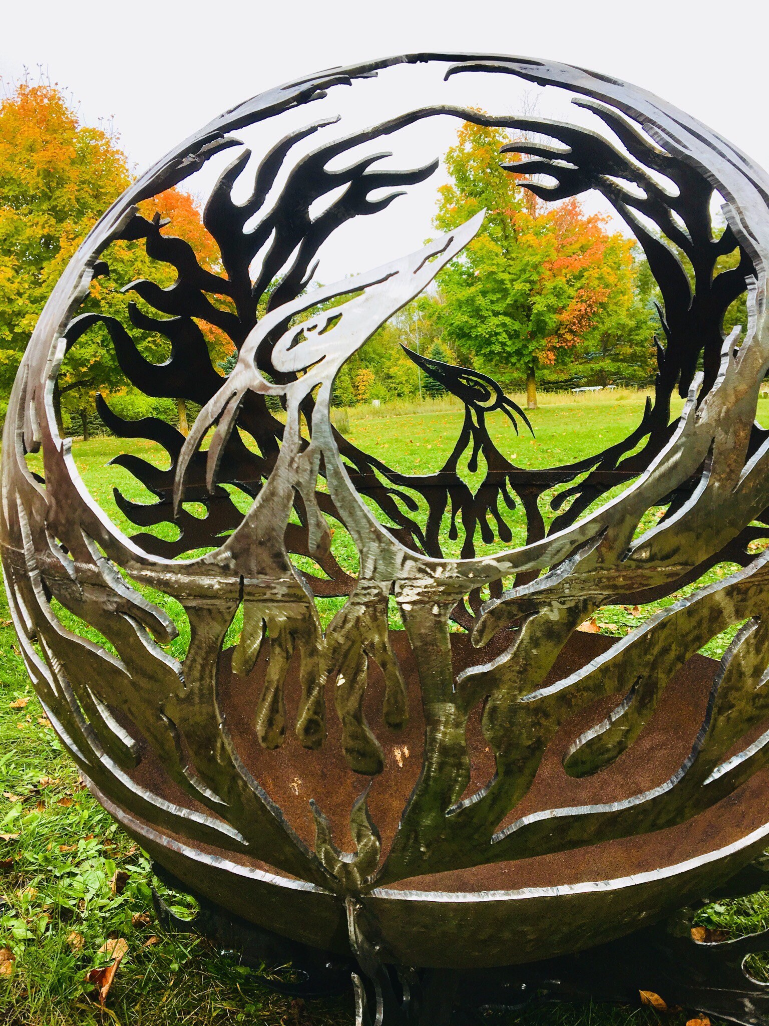 PHOENIX FIREBIRD FIREBALL Fire Pit Individually Handcrafted Corten ...