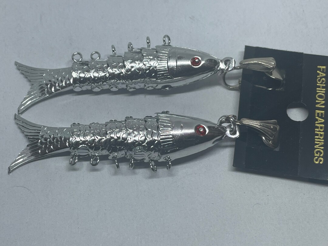 Vintage Clip on Fish Earrings Silvertone New Old Stock - Etsy