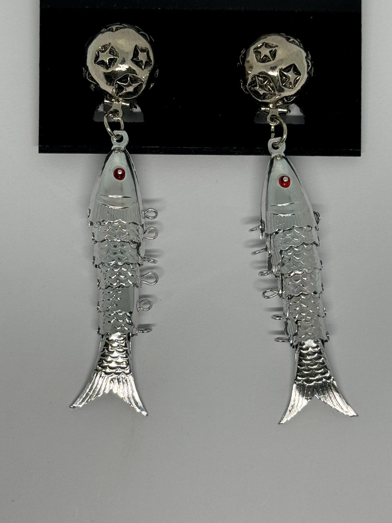 Vintage Clip on Fish Earrings Silvertone New Old Stock - Etsy