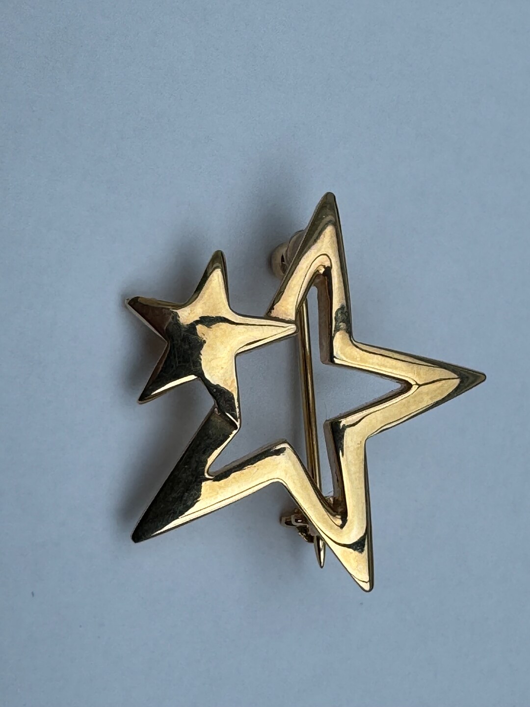 1980's Gold Plated Star Double Star Brooch New Old Stock Never Been ...