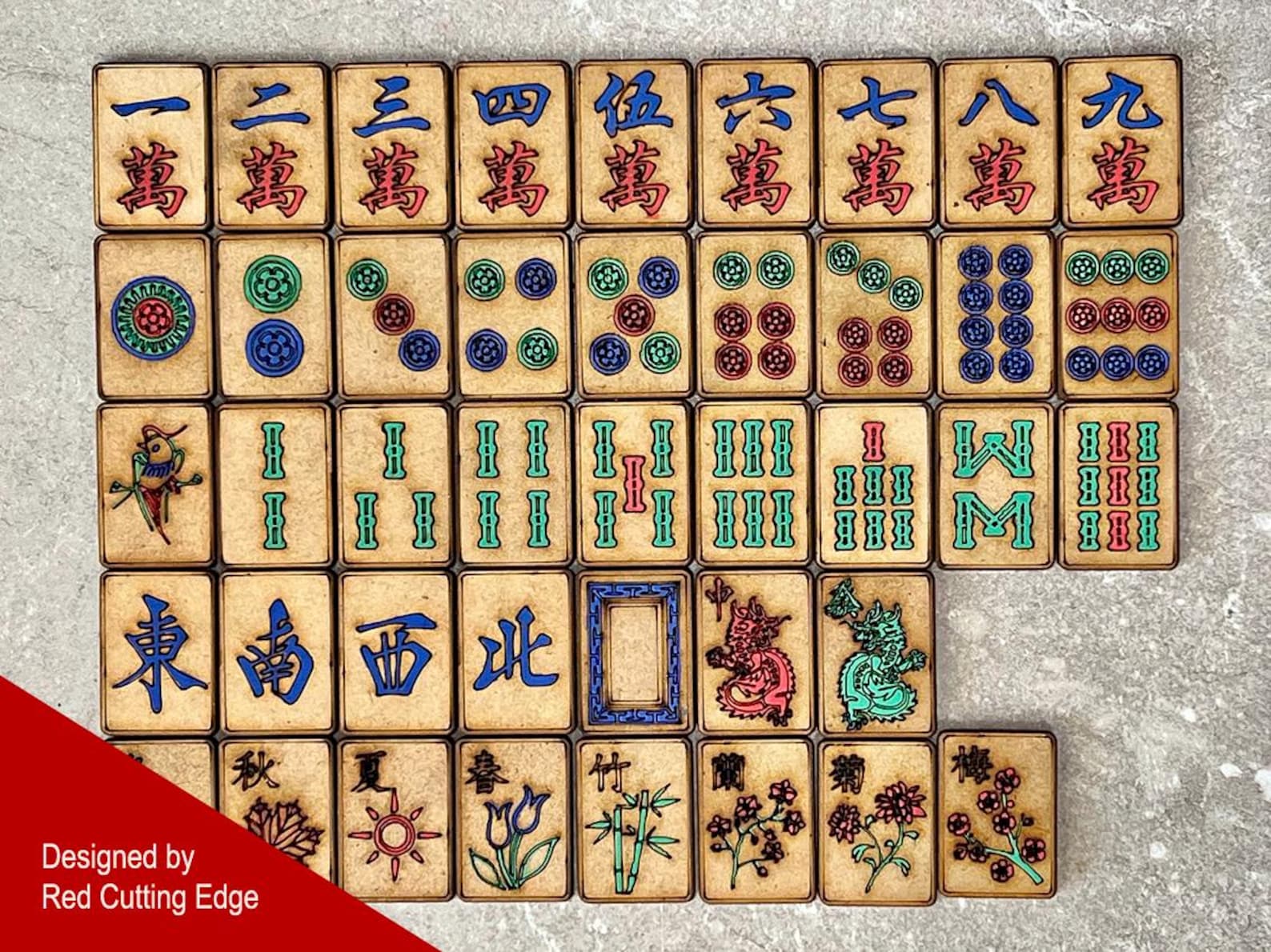 Laser Cut Wooden Game Mahjong Tiles SVG DXF AI - Etsy