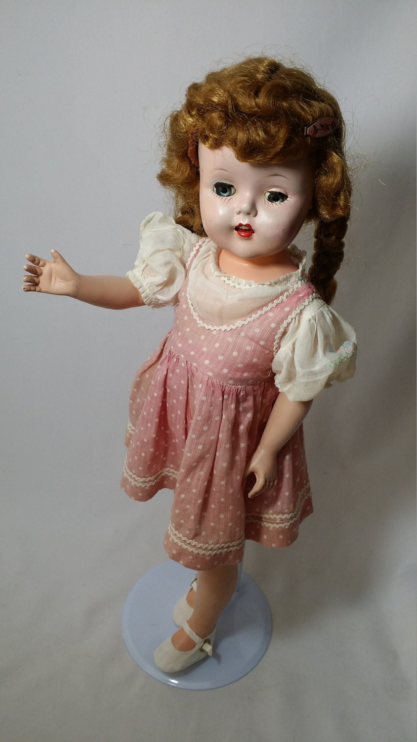 Unusual Hard Plastic Vintage 18 1950s Doll ~ Unmarked ~ Wearing Antique ...