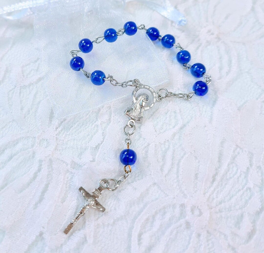 Cobalt Blue Virgin Mary Pocket Rosary: One Decade Child's Rosary - Etsy