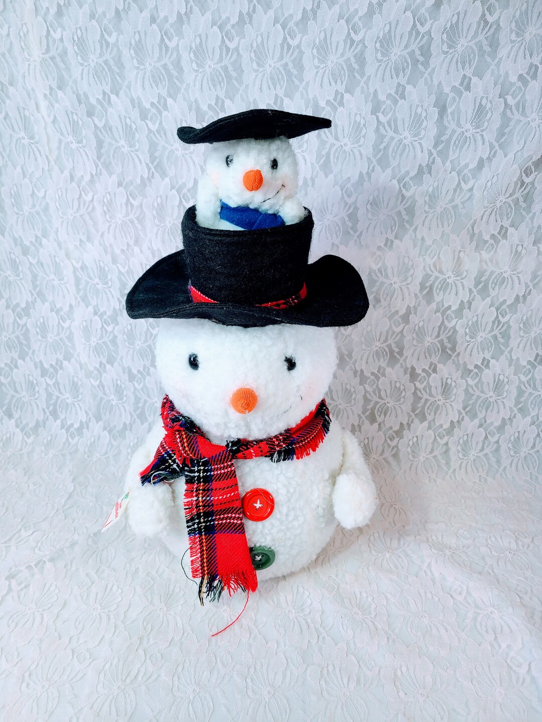 Vintage Elco Motionette 20" Snowman ~ Head Pops up & Baby Snowman ...