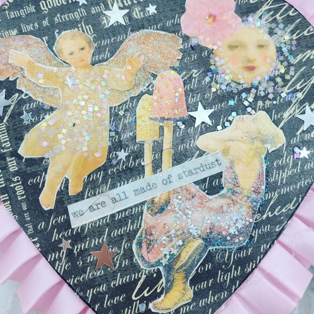 Stardust Collage Heart Trinket Box: Love Spell Jar, Crystals & Candle ...