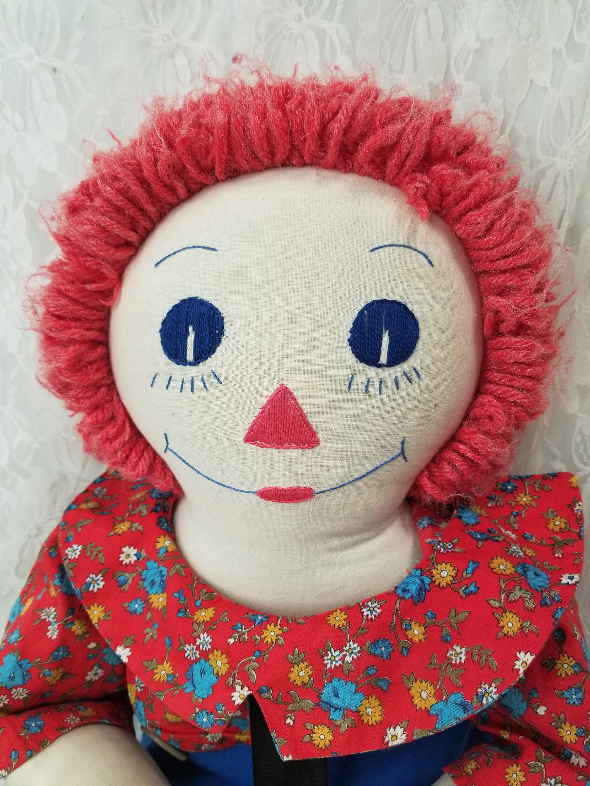 GIANT Huge 36 inch Handmade Cloth Raggedy Andy Rag Doll ~ 1970s Doll ...