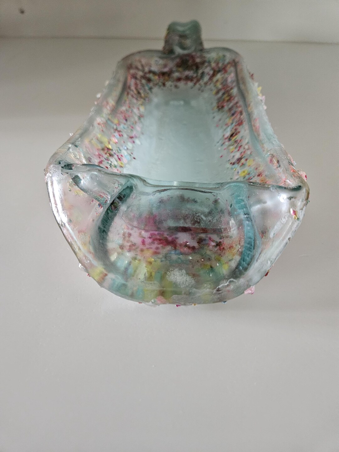 Repurposed Slumped Wine Bottle Serving Dish With Multicolor Glass - Etsy