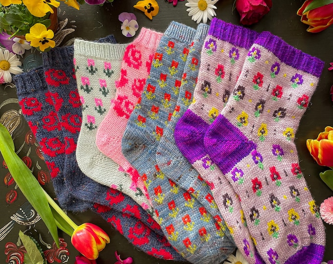 Sunflower Fields Socks - Pdf Knitting Pattern Colorwork, Flower ...