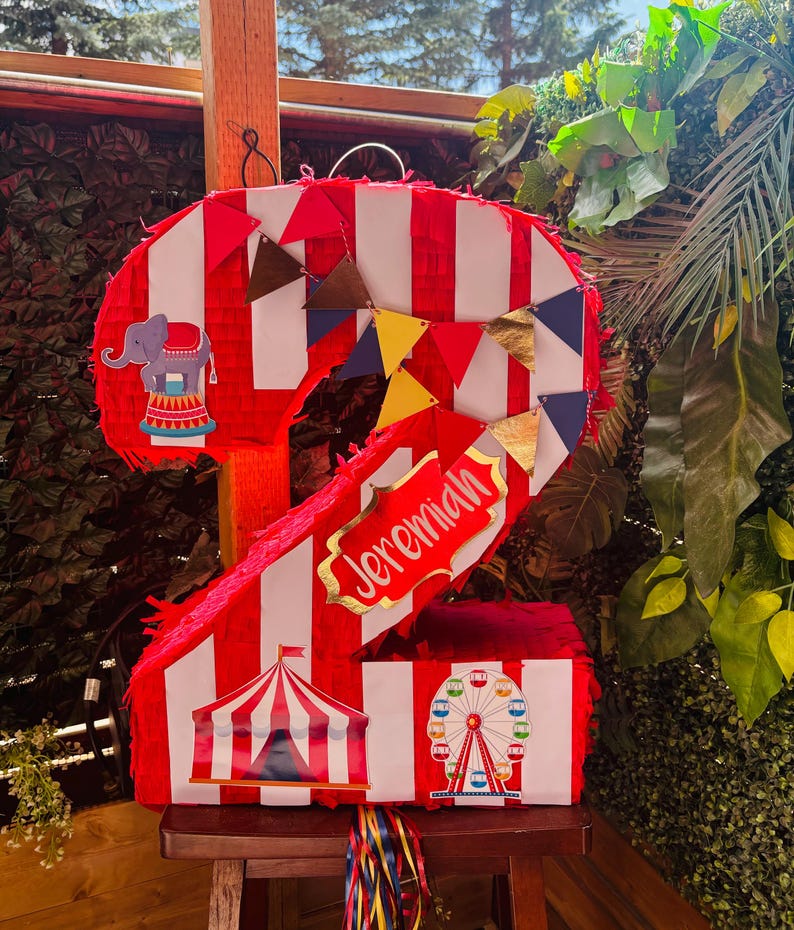 24 Piñata Number 2 Carnival Theme Personalized Second Birthday DIY Your ...