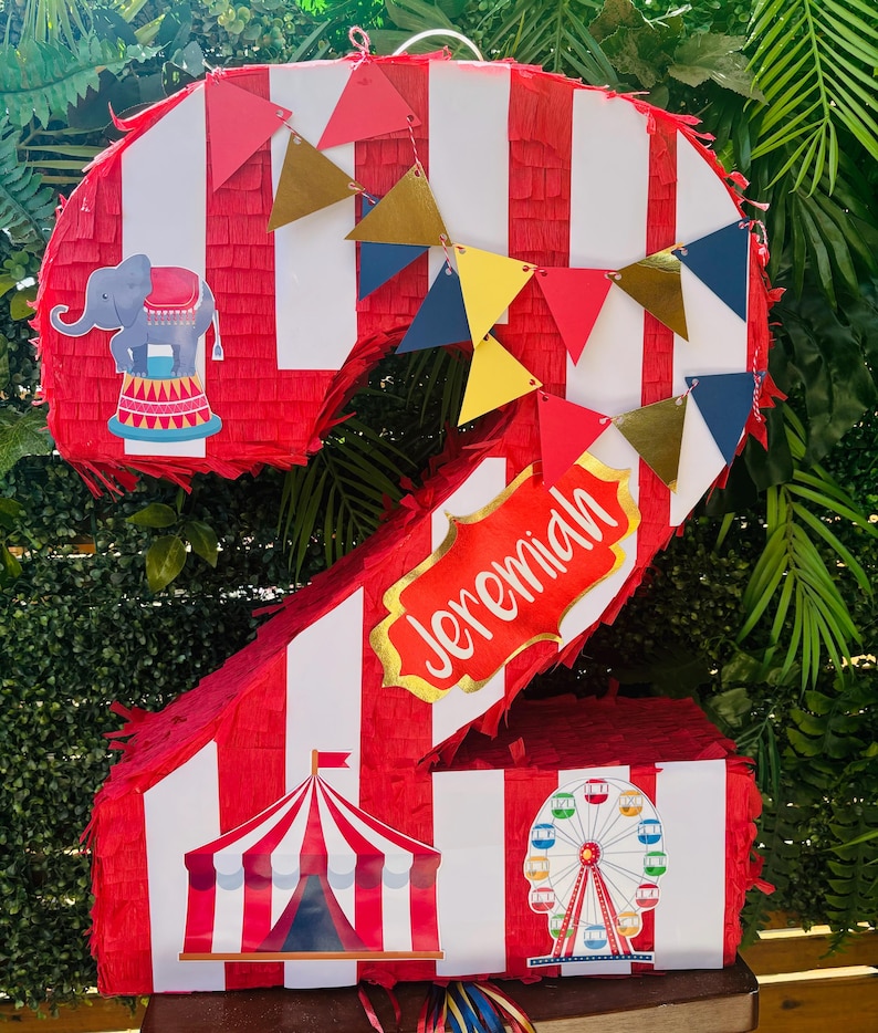 24 Piñata Number 2 Carnival Theme Personalized Second Birthday DIY Your ...