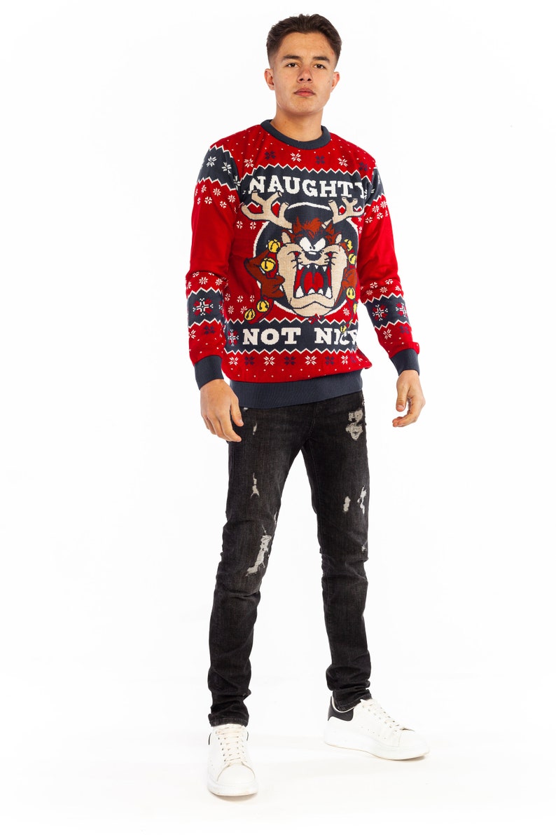 Official Taz Mania Naughty Not Nice Red Knitted Christmas | Etsy