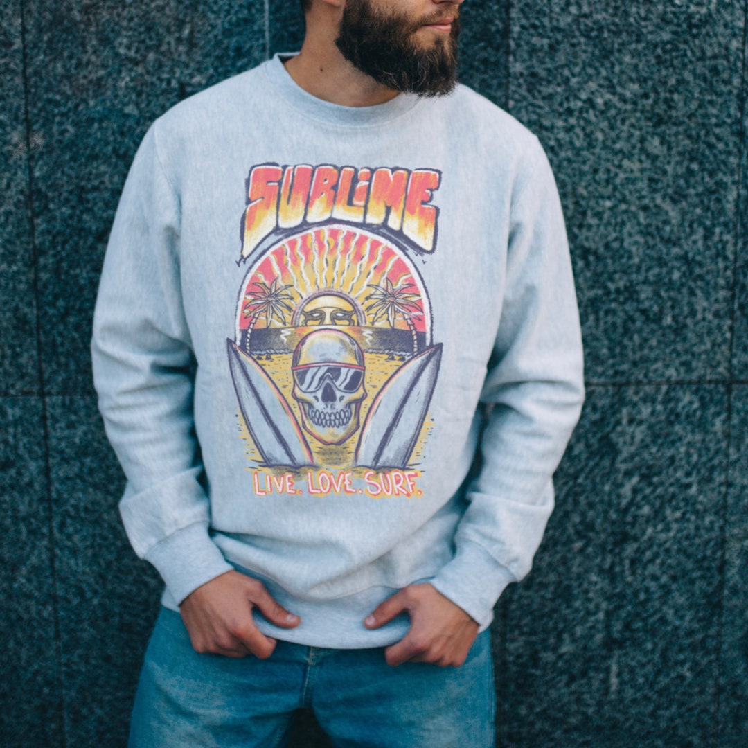 Official Sublime Live, Love, Surf Beach Skull Graphic Print Adults ...