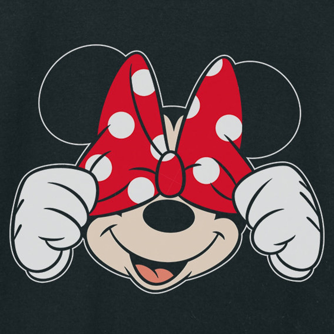 Minnie Mouse Smiling Covering Bow Over Eyes Ladies Black - Etsy UK