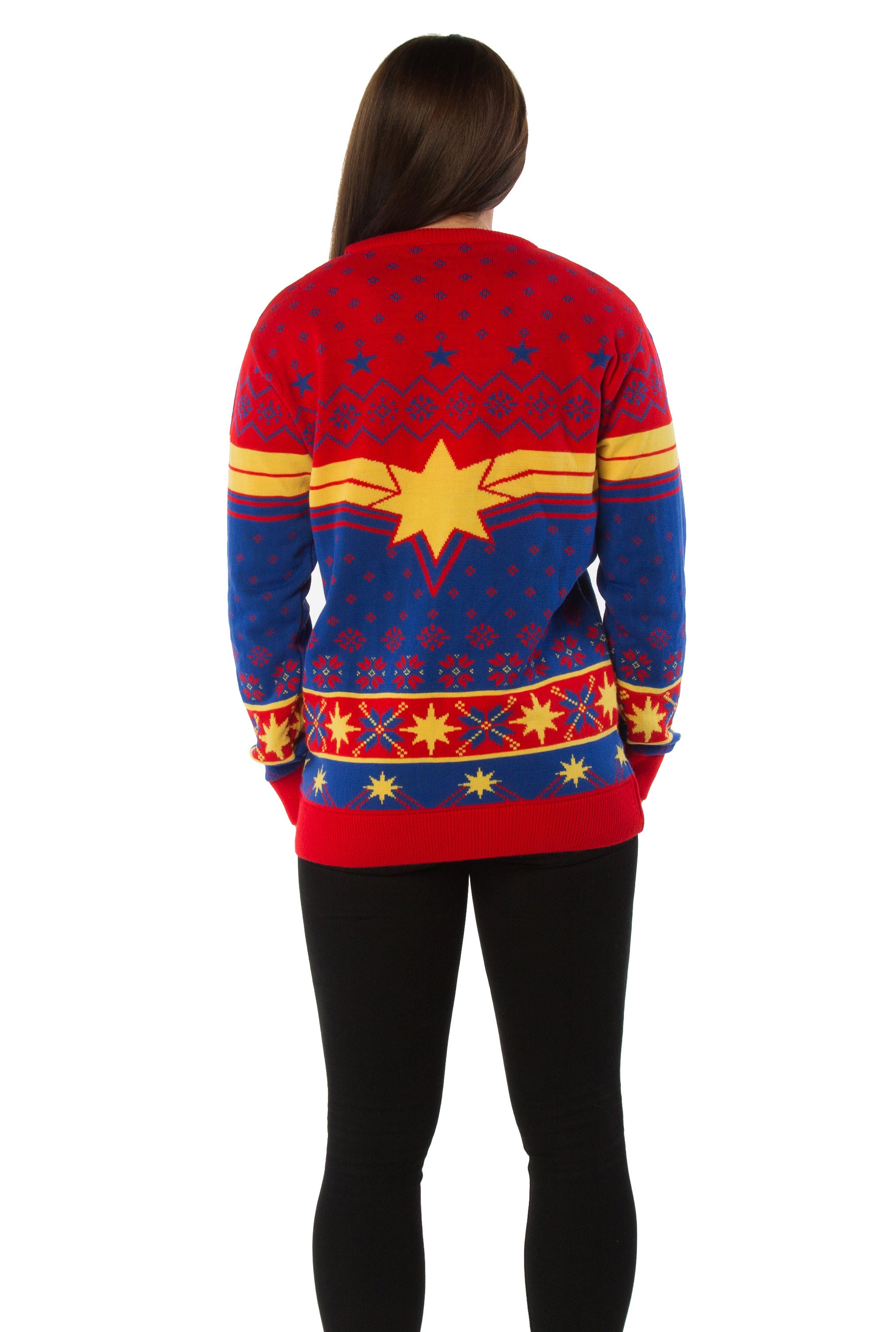 Captain Marvel Emblem Red & Blue Knitted Christmas Jumper | Etsy