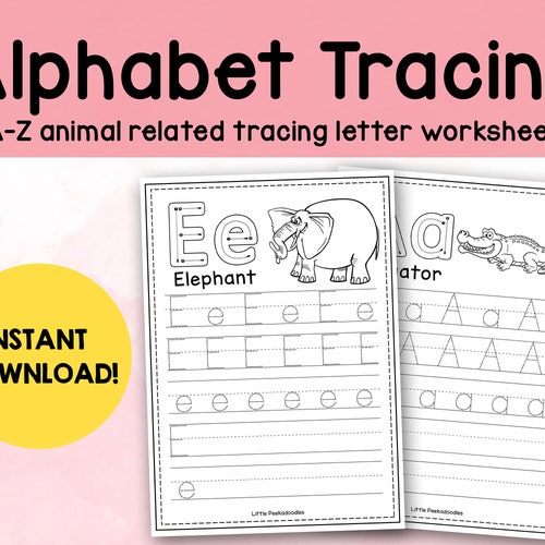 ALPHABET TRACING Worksheets ABC Letters Printable Back to | Etsy
