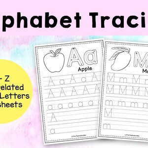 Food ABC Alphabet Tracing Practice Worksheet Alphabet Writing - Etsy