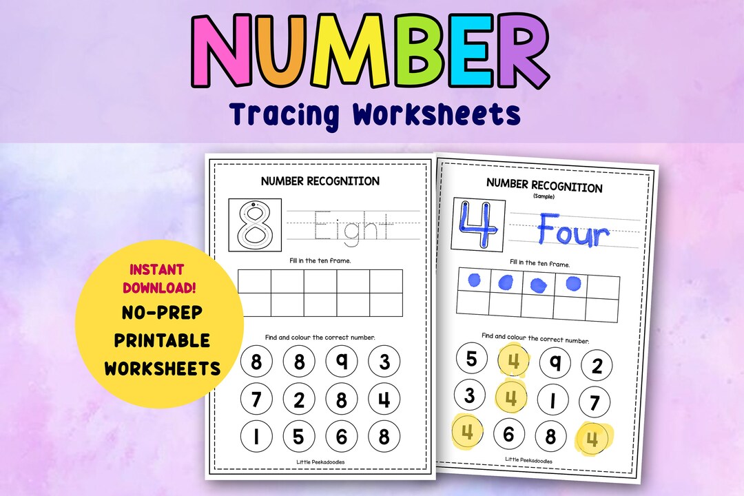 1-10 Number Tracing & Recognition Preschool Worksheet - Etsy