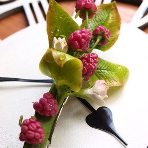 Raspberry Hair Clip - Red Flower Barrette, Floral Hair Comb - Etsy