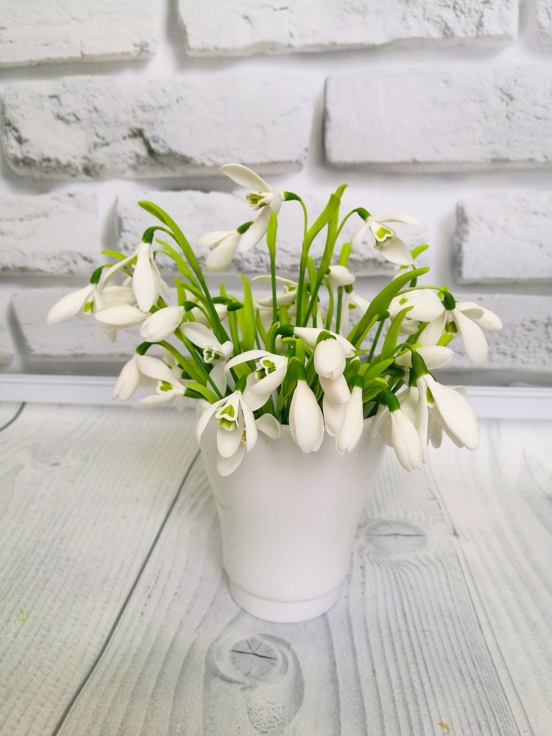 Artificial Snowdrop Floral Arrangement Spring Decorations for Home ...