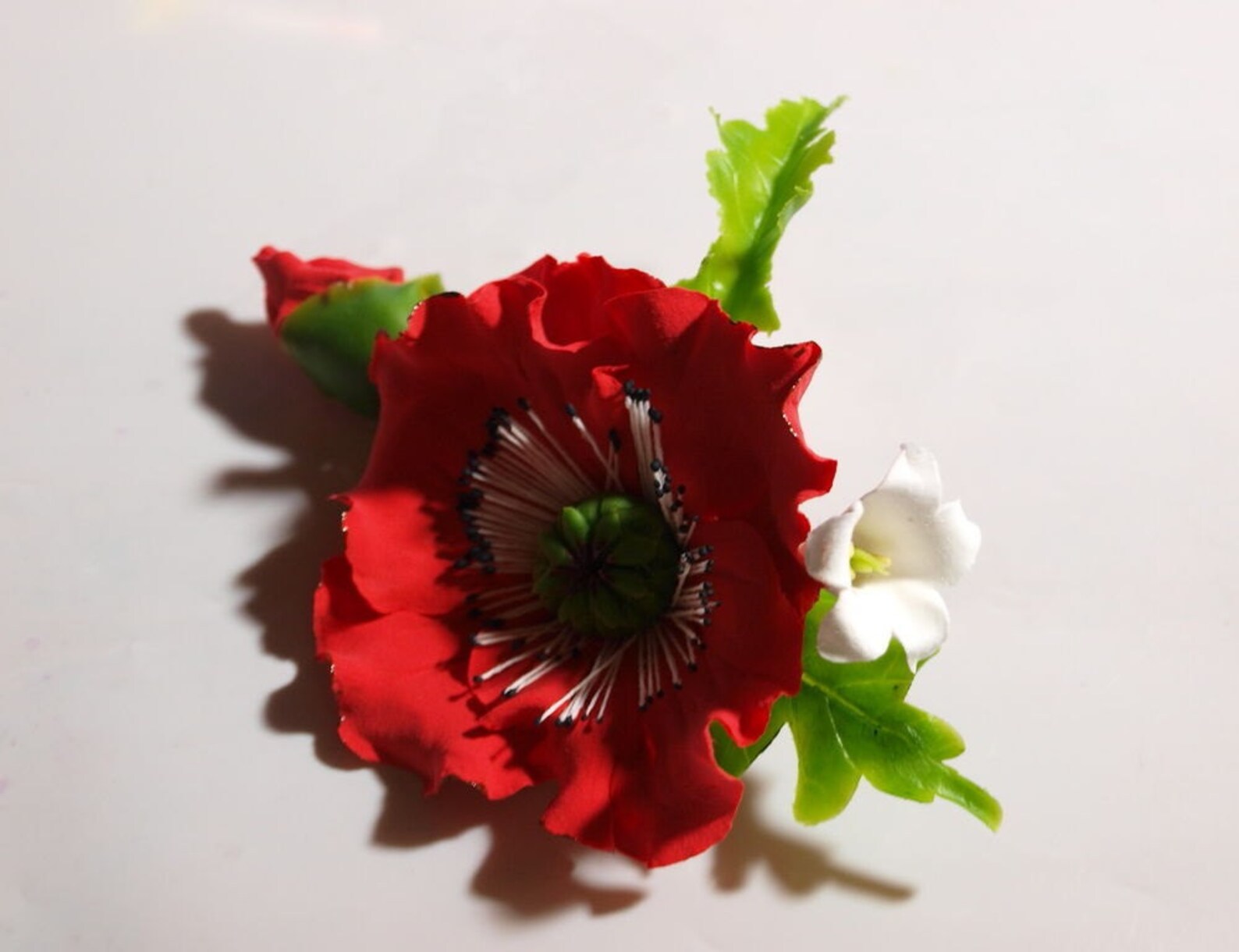 Bright Red Poppy Hair Clip Handmade Flower Barrette Poppy | Etsy