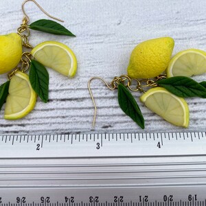 Lemon Earrings, Slice Lemon Dangle Earrings Fruit Food Earrings Vegan ...