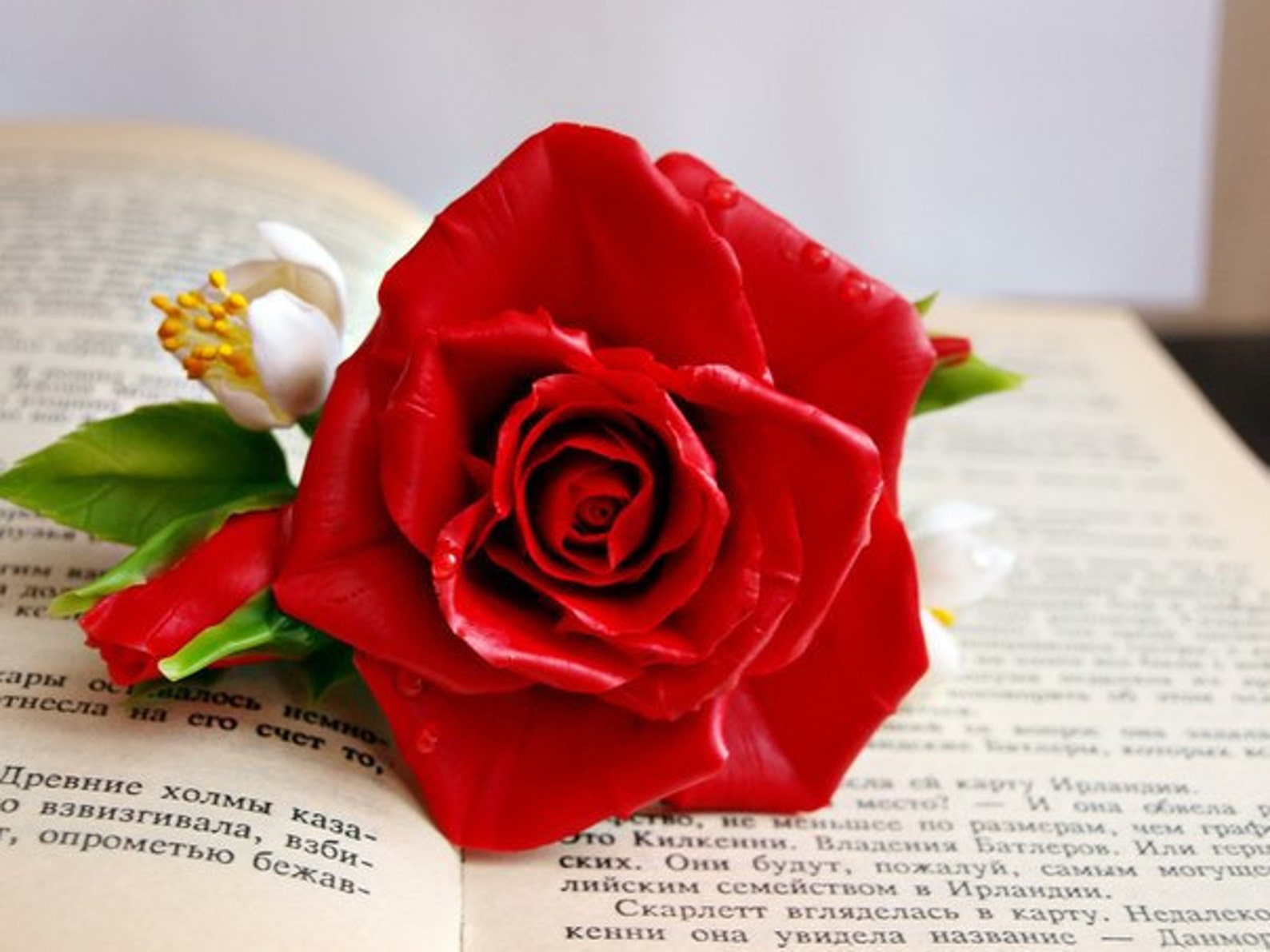 Bright red rose hair clip flower hair statement accessories | Etsy