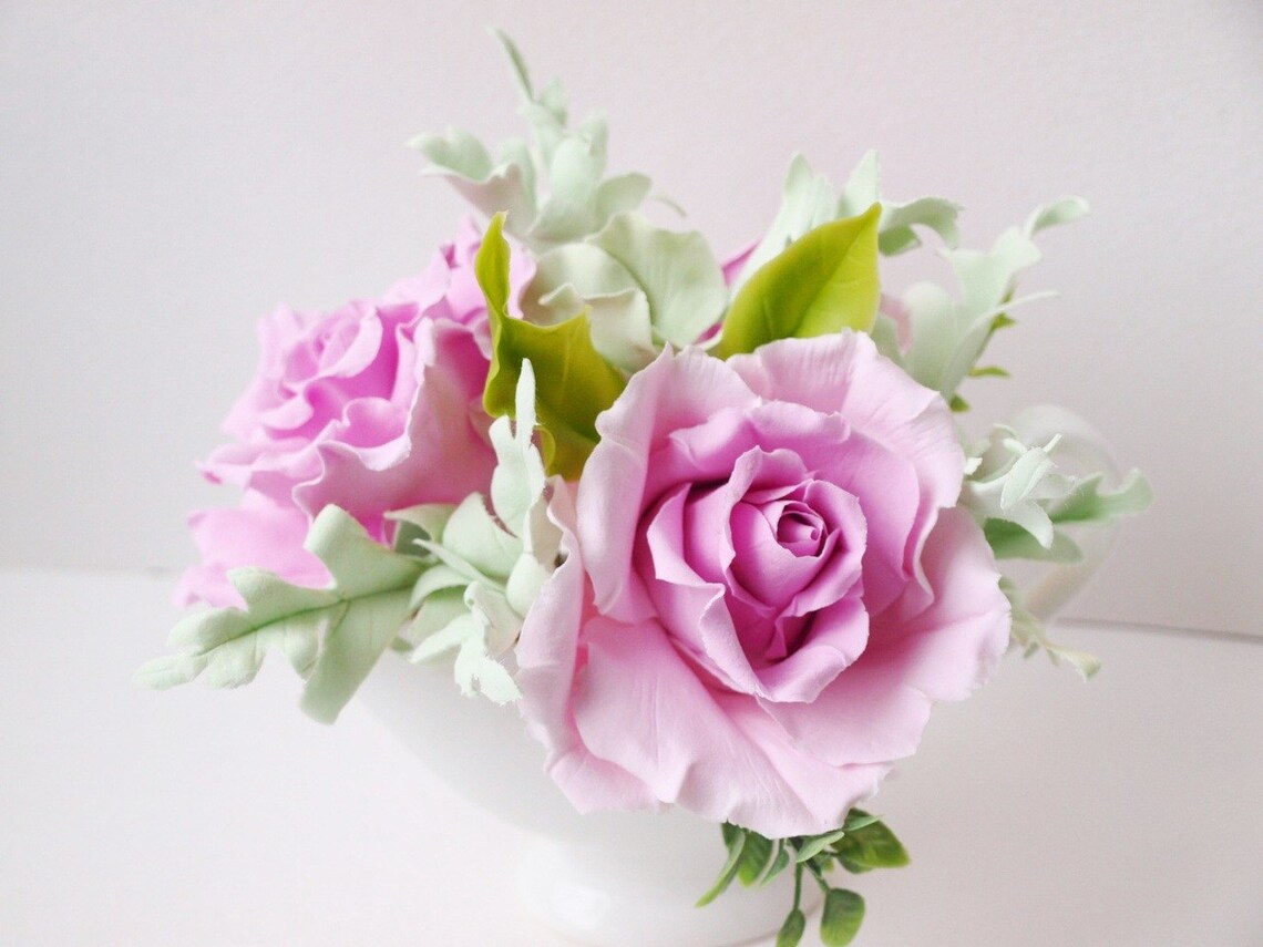 Pink Rose Floral Arrangement Table Flower Centerpiece | Etsy