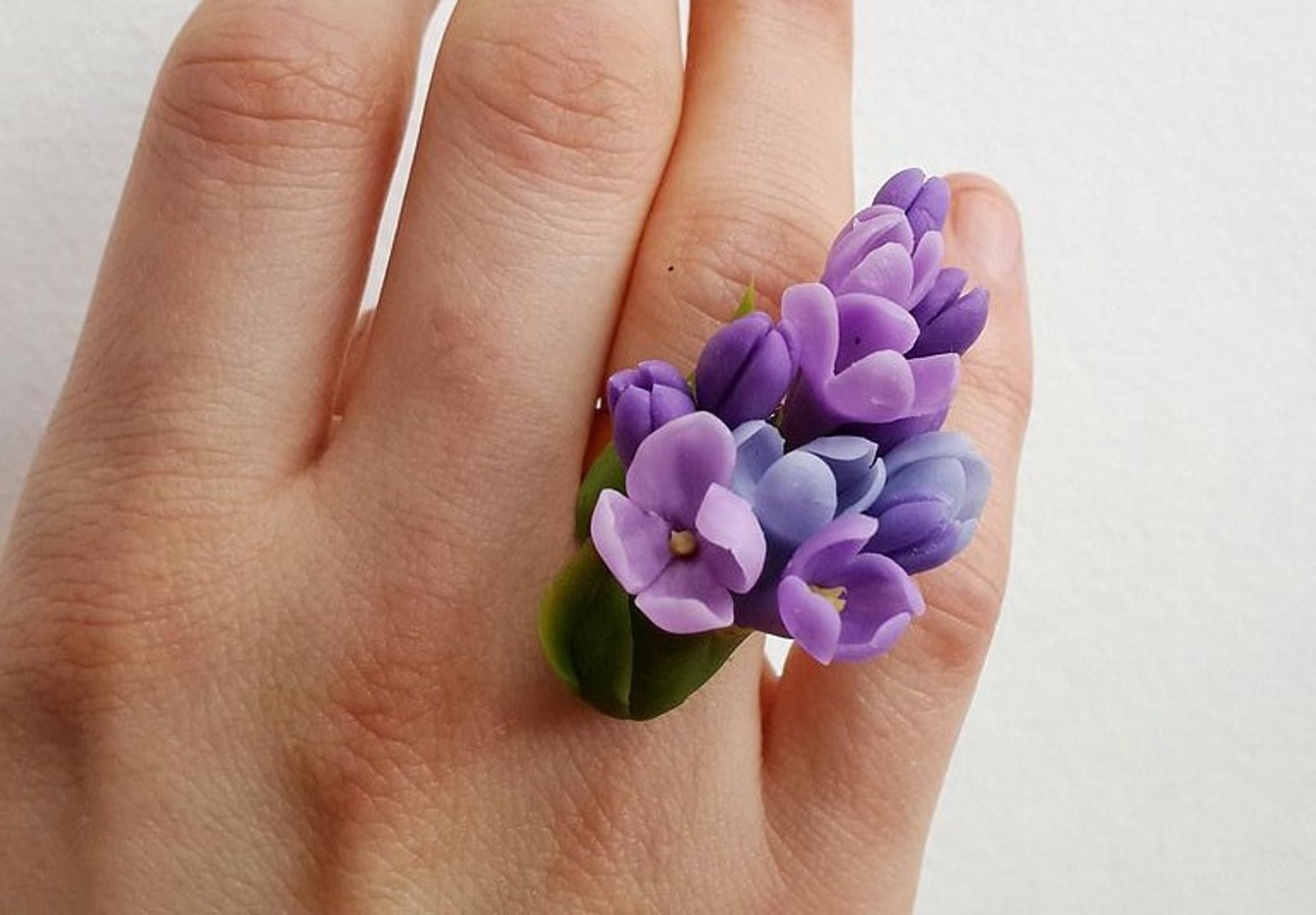 Cold Porcelain Flower Ring Unique Lilac Jewelry Statement | Etsy